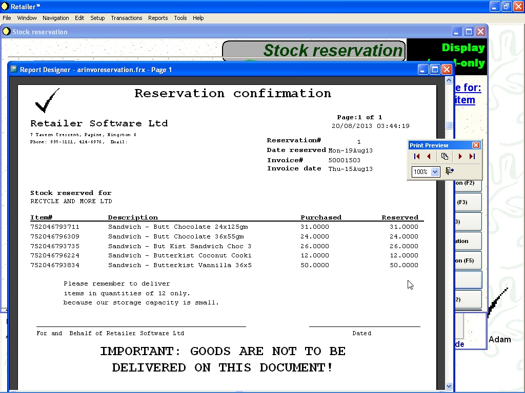Retailer | Stock Reservation System